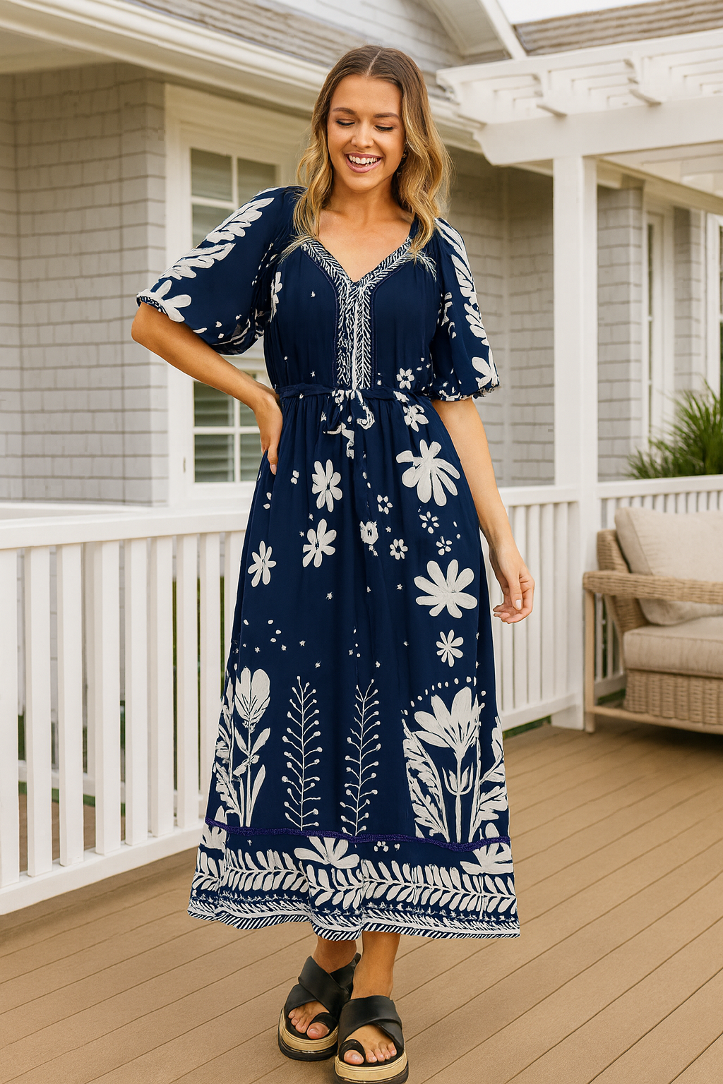 SASS| Lyndel Dress - Navy| Beach Shakk – Beach Shakk Rainbow Beach